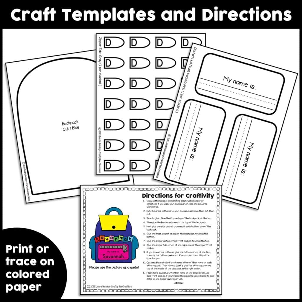 Backpack Name Craft Activity - Crafty Bee Creations