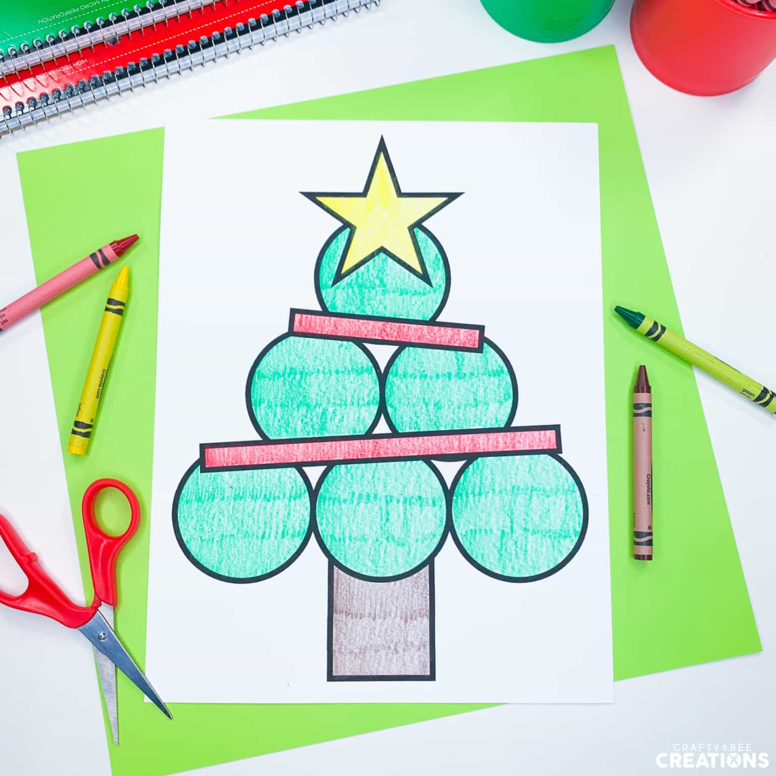 Free Christmas Tree Shape Craft for Preschool and Kindergarten