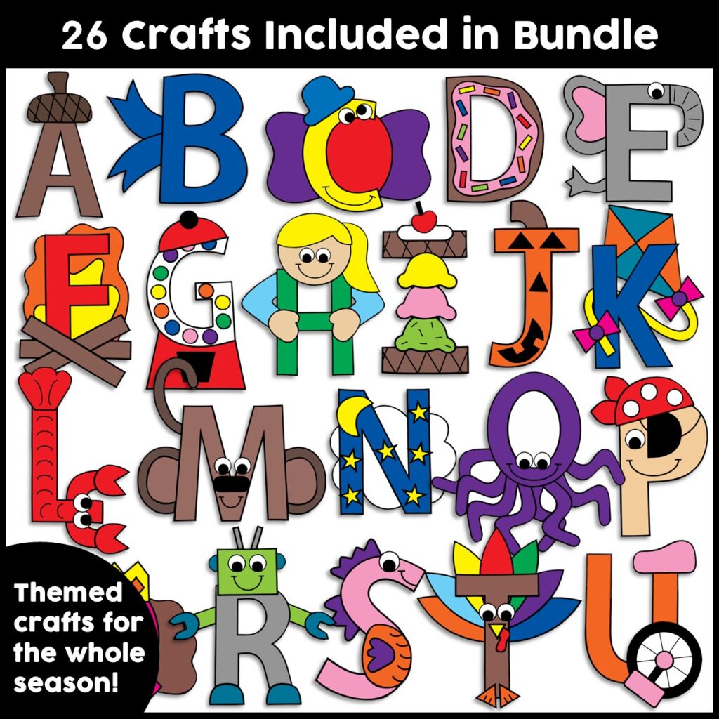 Uppercase Alphabet Crafts Bundle - Crafty Bee Creations