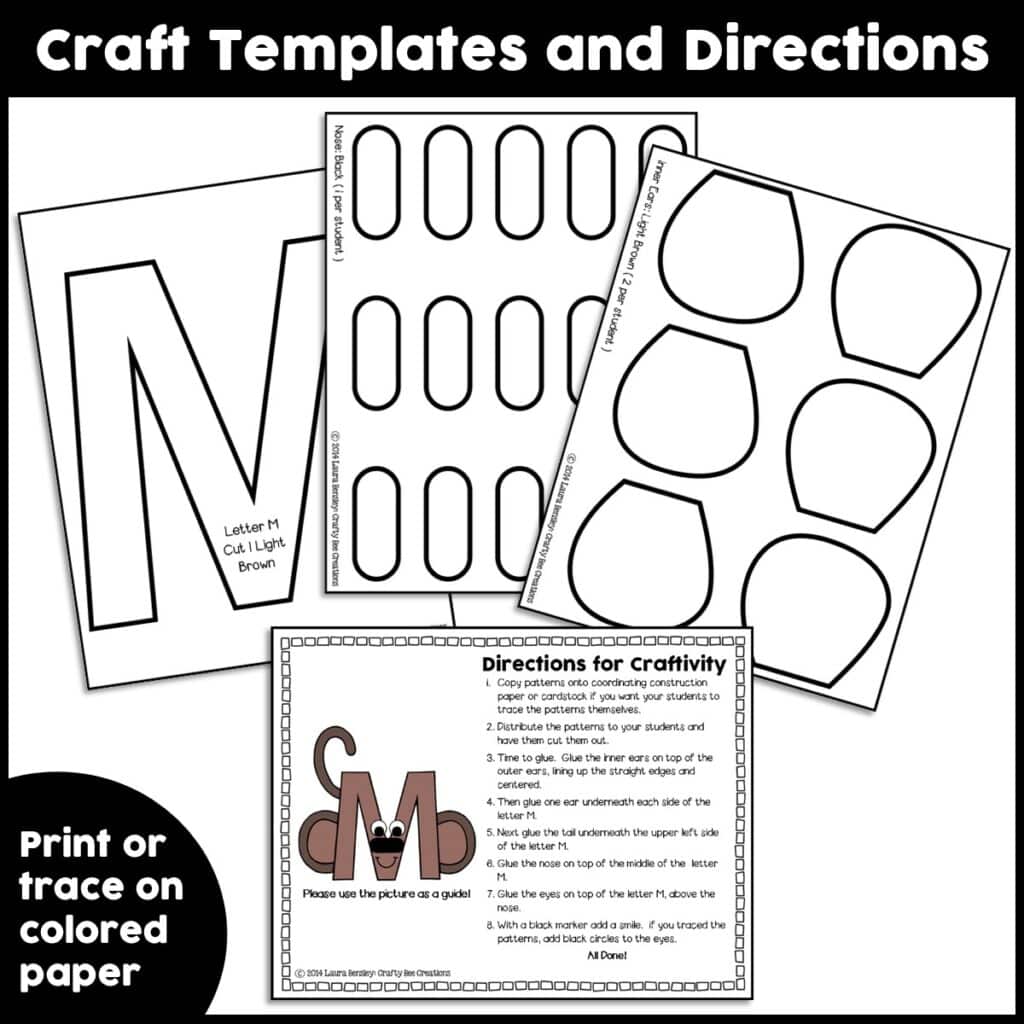 Uppercase Letter M is for Monkey Craft Activity - Crafty Bee Creations