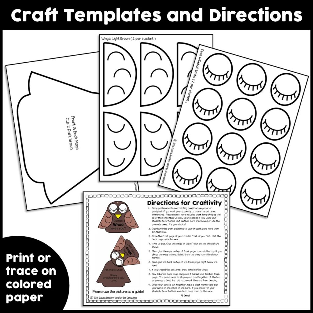 Grandparents Day Owl Card Craft Activity - Crafty Bee Creations