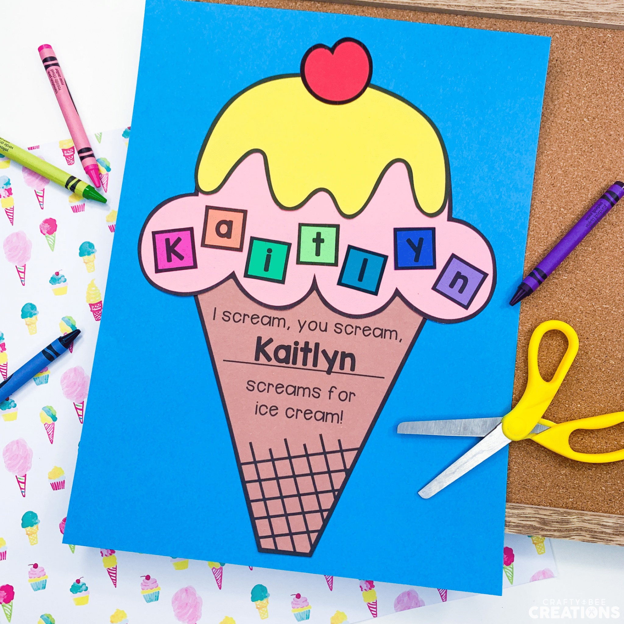 Free Ice Cream Name Craft - Crafty Bee Creations