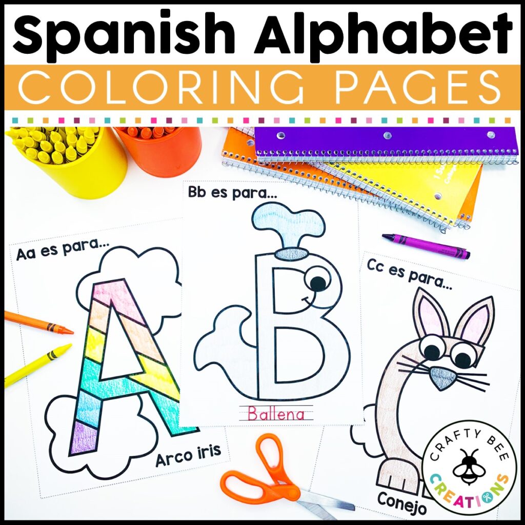Spanish Uppercase Alphabet Coloring Pages - Crafty Bee Creations