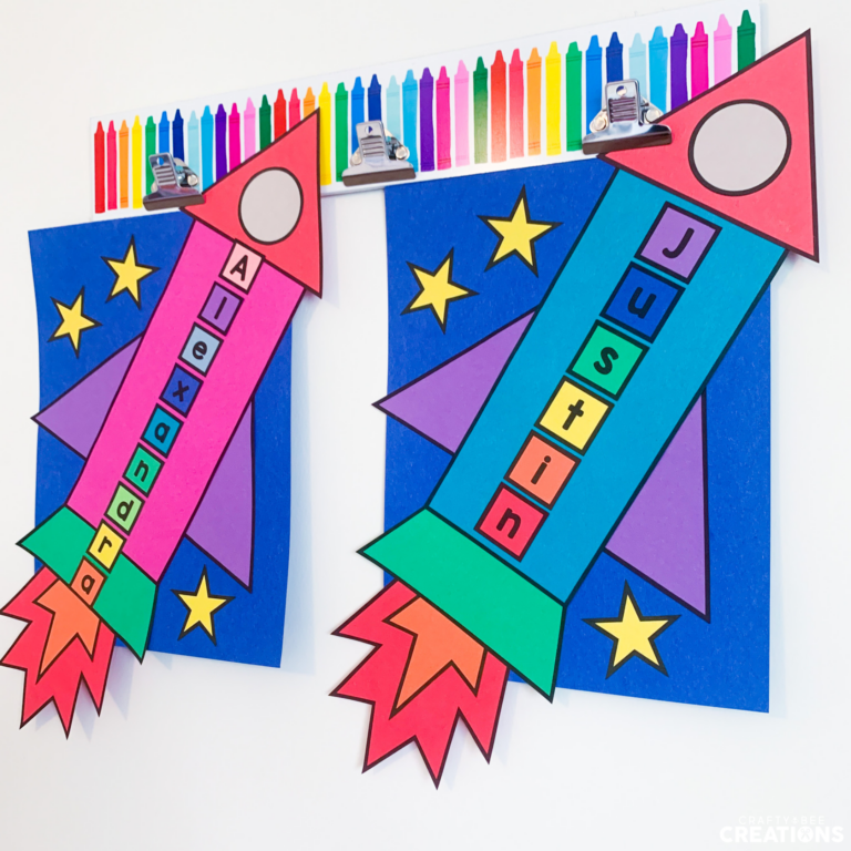 Blast Off in Learning Using a Rocket Name Craft - Crafty Bee Creations