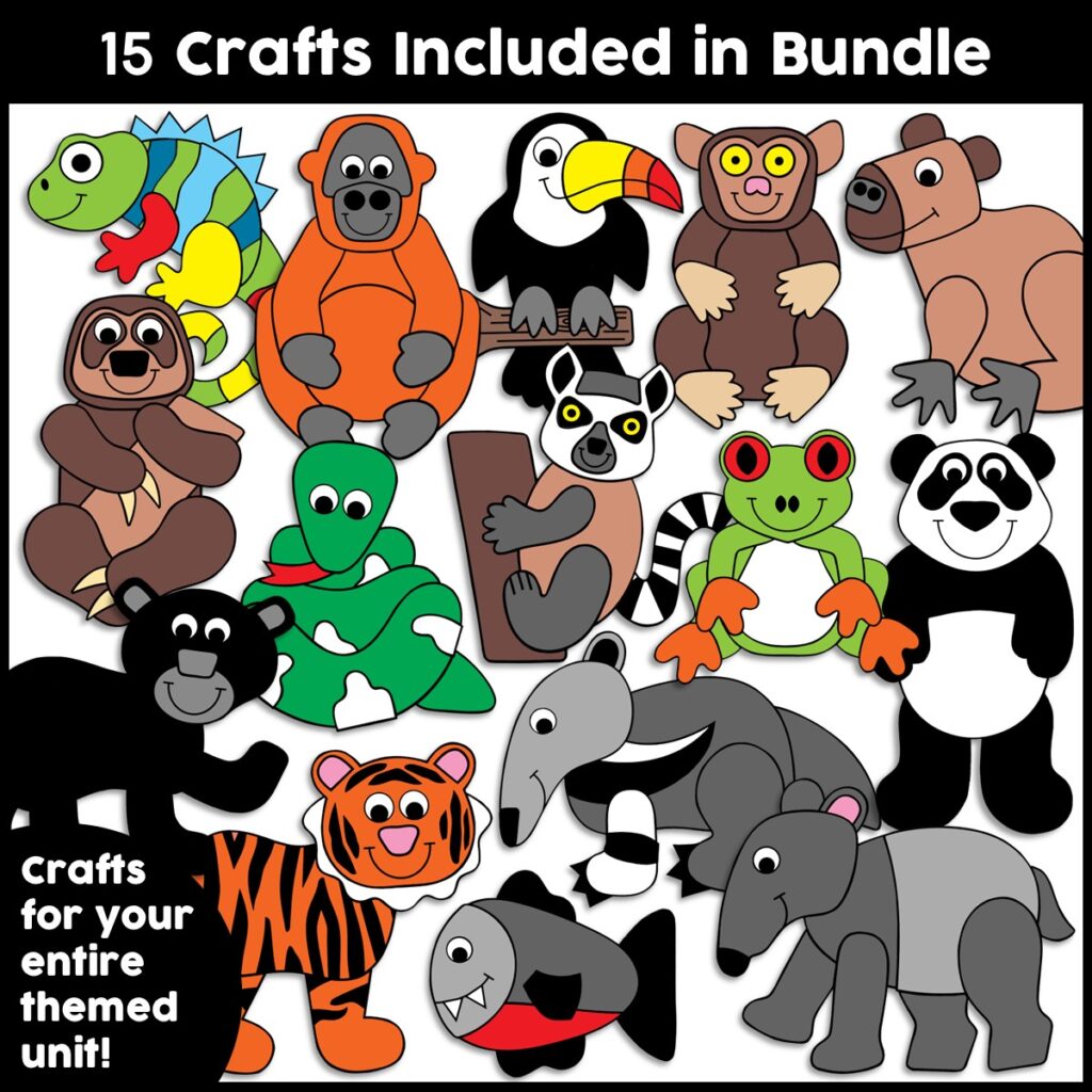 Rainforest Animals Craft Bundle - Crafty Bee Creations